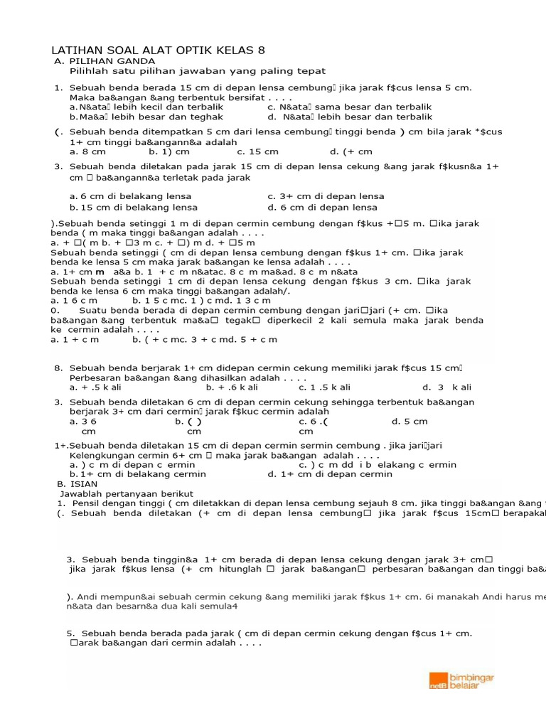 PDF Latihan Soal Alat Optik Kelas | PDF | Griya & Taman