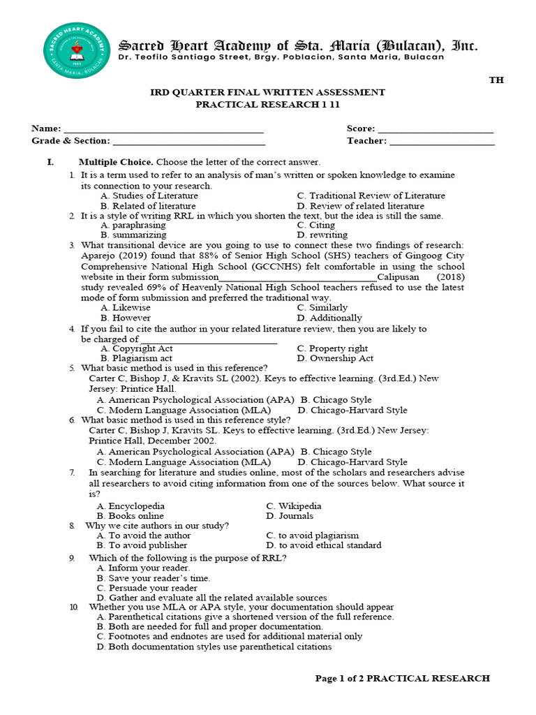 Third Final Written Assessment | PDF | Citation | Apa Style