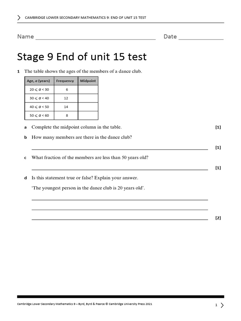 Unit 15 End-Of-unit Test | PDF