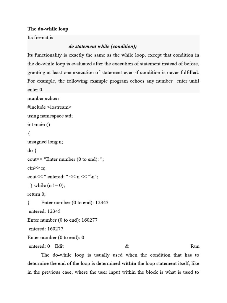 The Do-While Loop | PDF | Namespace | Software Engineering