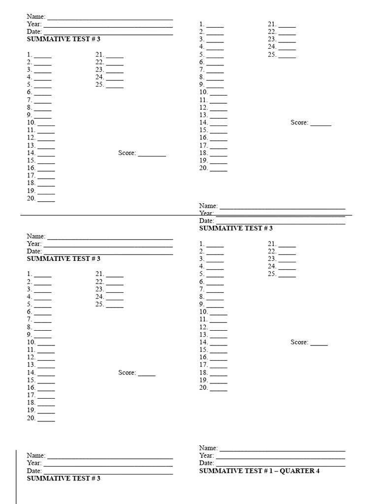 Answer Sheet - Quiz | PDF
