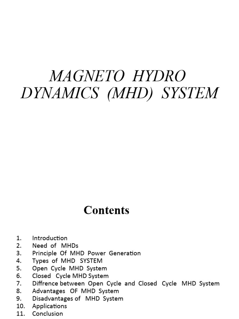 Magneto-Hydro-Dynamics-Mhd-System - Edited | Download Free PDF ...