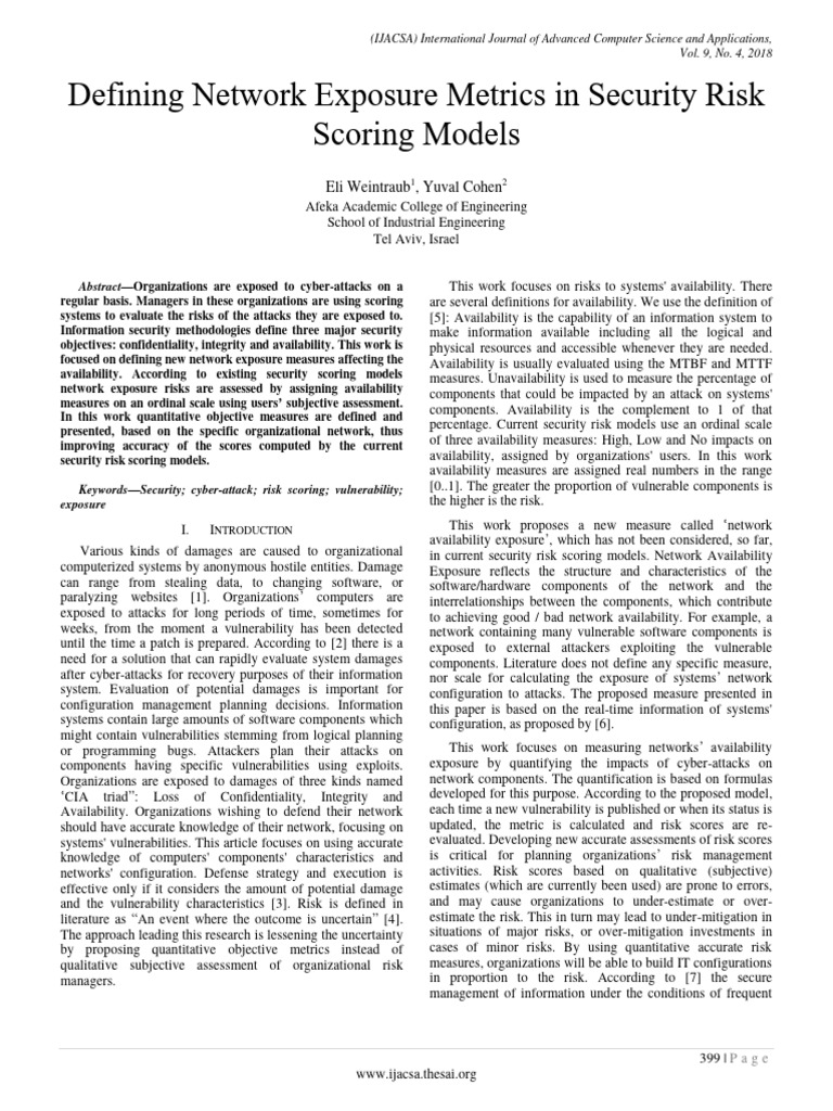 Paper 56-Defining Network Exposure Metrics | Download Free PDF | Risk ...
