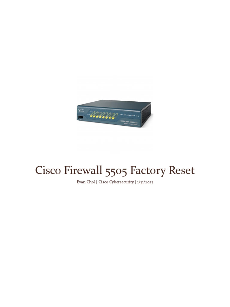 Lab 6 - Cisco Firewall 5505 Factory Reset | PDF | Transport Layer ...