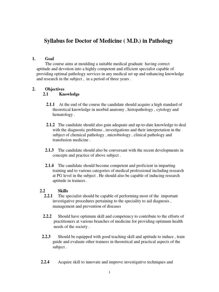 MD Pathology Syllabus Aug2016 | PDF | Pathology | Cytopathology