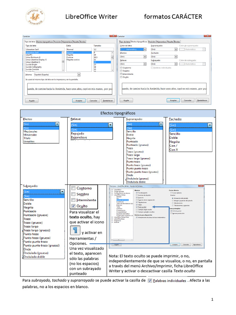 04 Writer formatos caracter | PDF