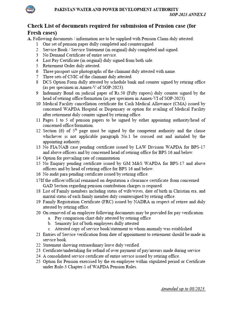 Pension Fresh Case (CheckList or Observation List) | PDF | Government