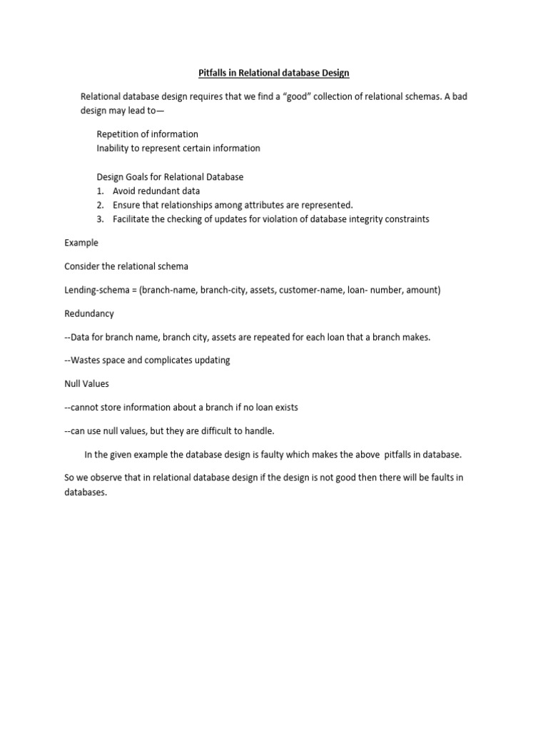 Pitfalls in Relational Database - Design | PDF