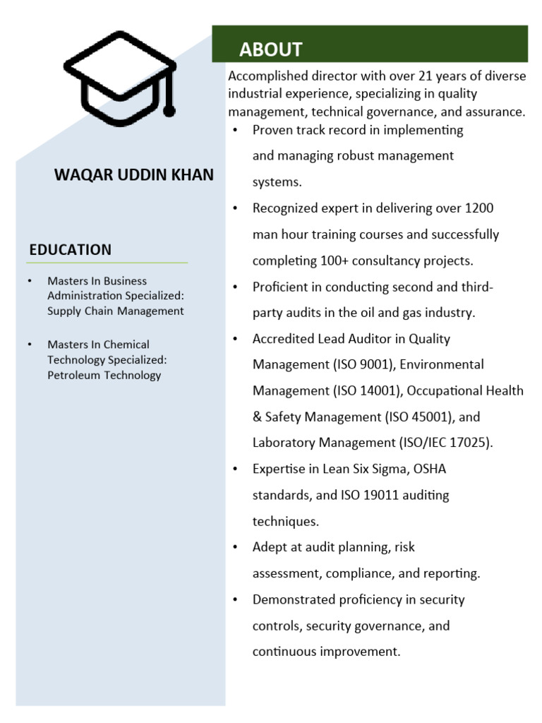 WAQAR UDDIN CV 17025 | PDF | Occupational Safety And Health | Audit