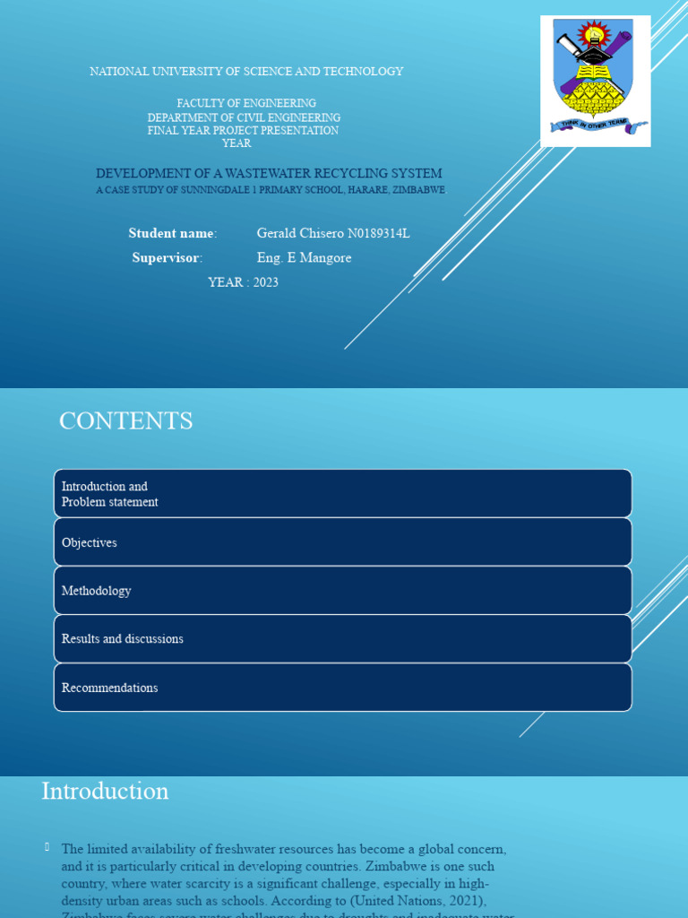 n0189314l Gerald Chisero Final Year Project Powerpoint Presentation. Final | PDF | Sewage ...