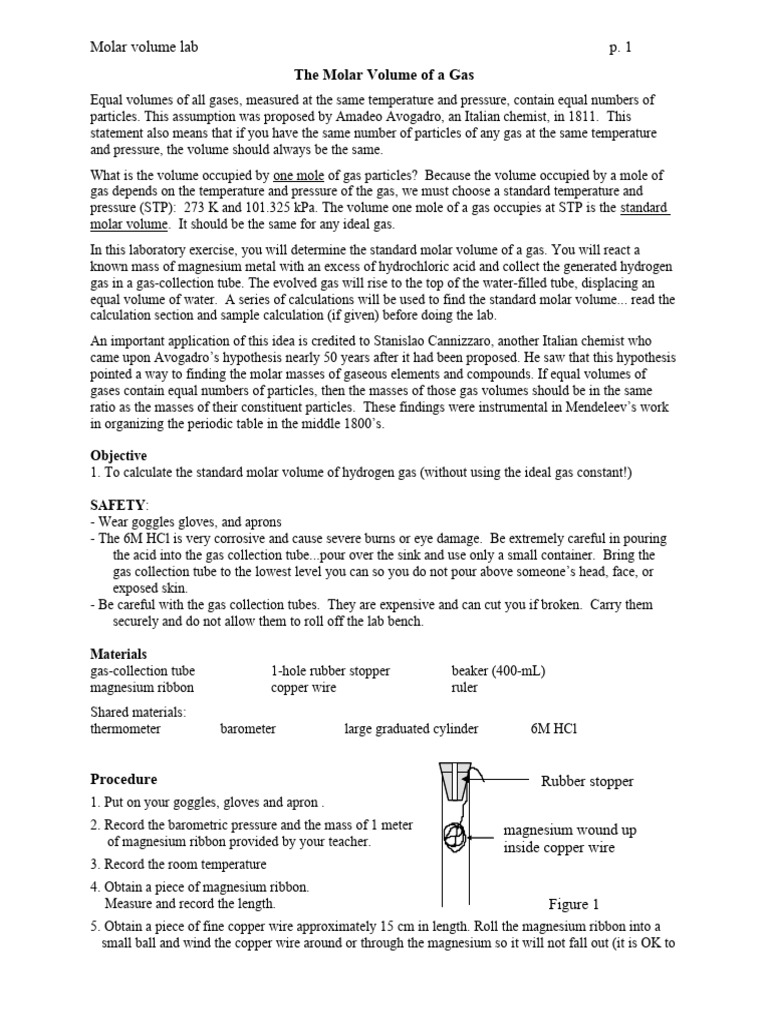 molar_volume_gas | PDF | Gases | Mole (Unit)