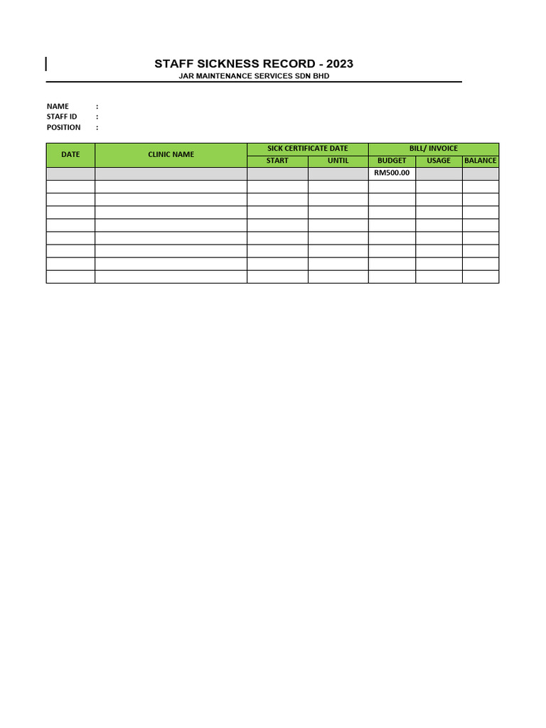 Sickness Record - 2023 | PDF