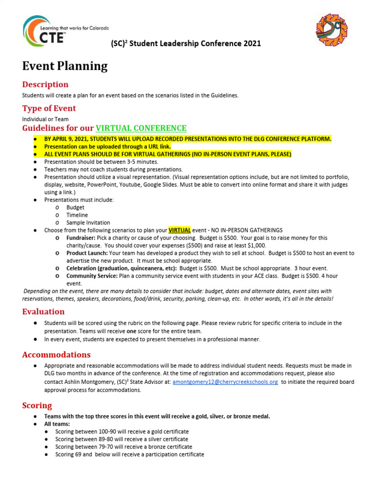21-Event-Planning | PDF | Rubric (Academic) | Human Communication