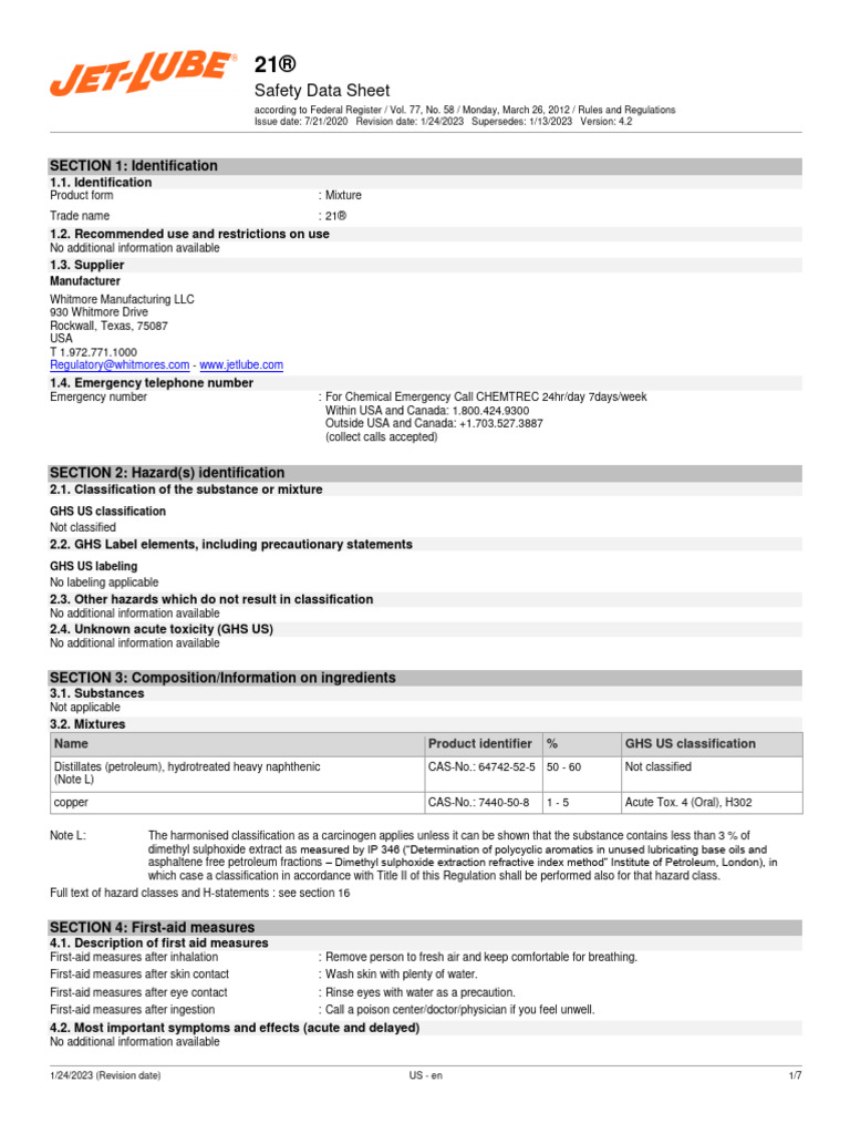 21® Sds Us En Pdf Dangerous Goods Toxicity