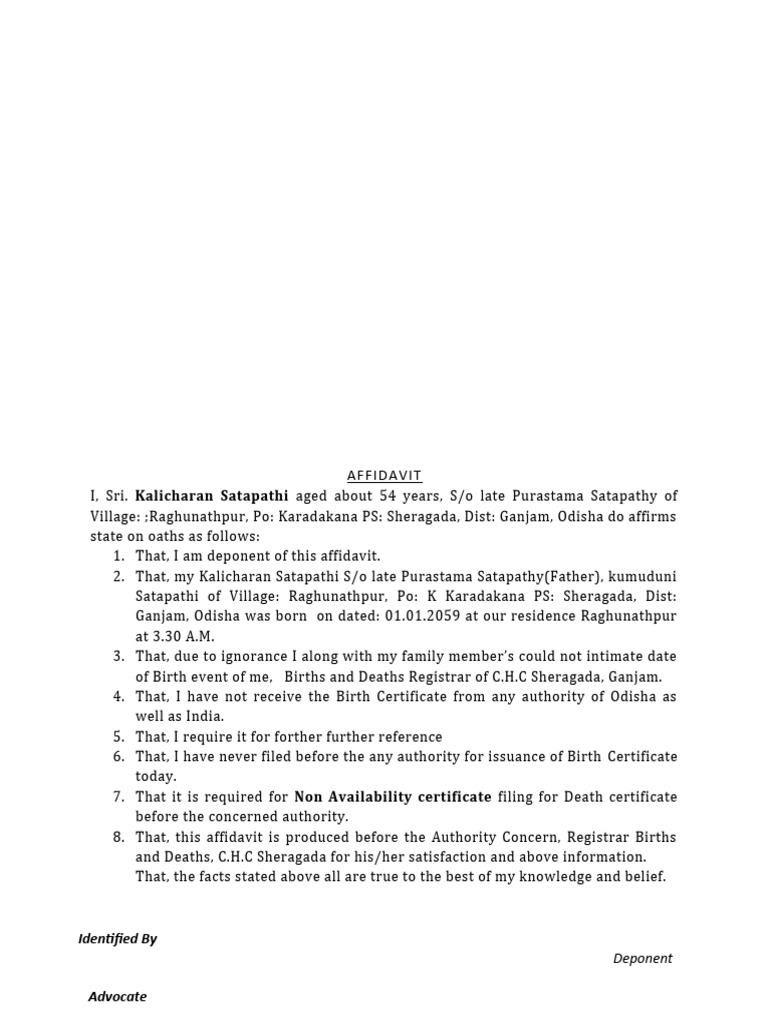 non availability death certificate | PDF