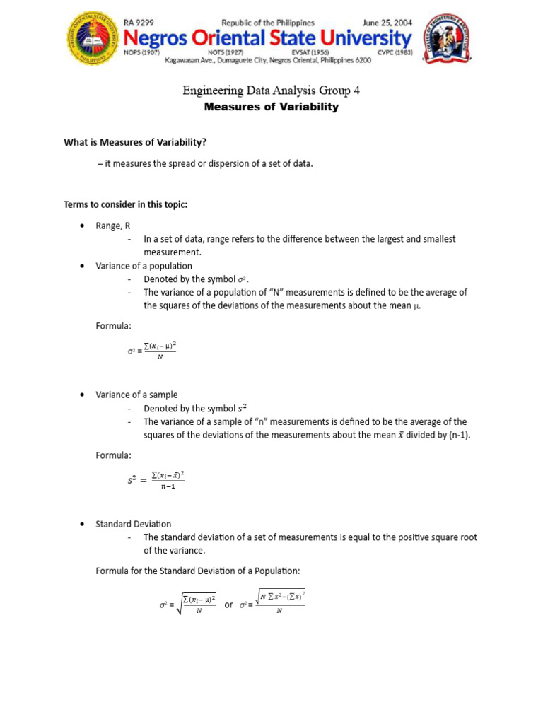 G4-Measures of Variability | PDF | Standard Deviation | Variance
