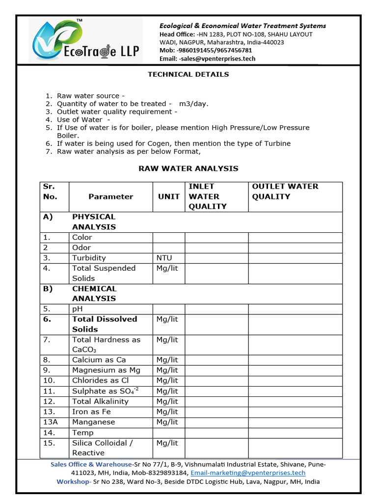 GENERAL WATER ANALYSIS | PDF | Magnesium | Water