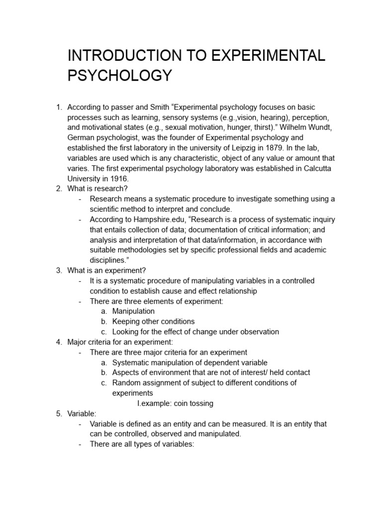 IOP Pratical 1 - in INTRODUCTION TO EXPERIMENTAL PSYCHOLOGY | PDF | Experiment | Experimental ...