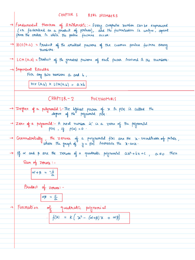 Maths 10 Formulas | PDF