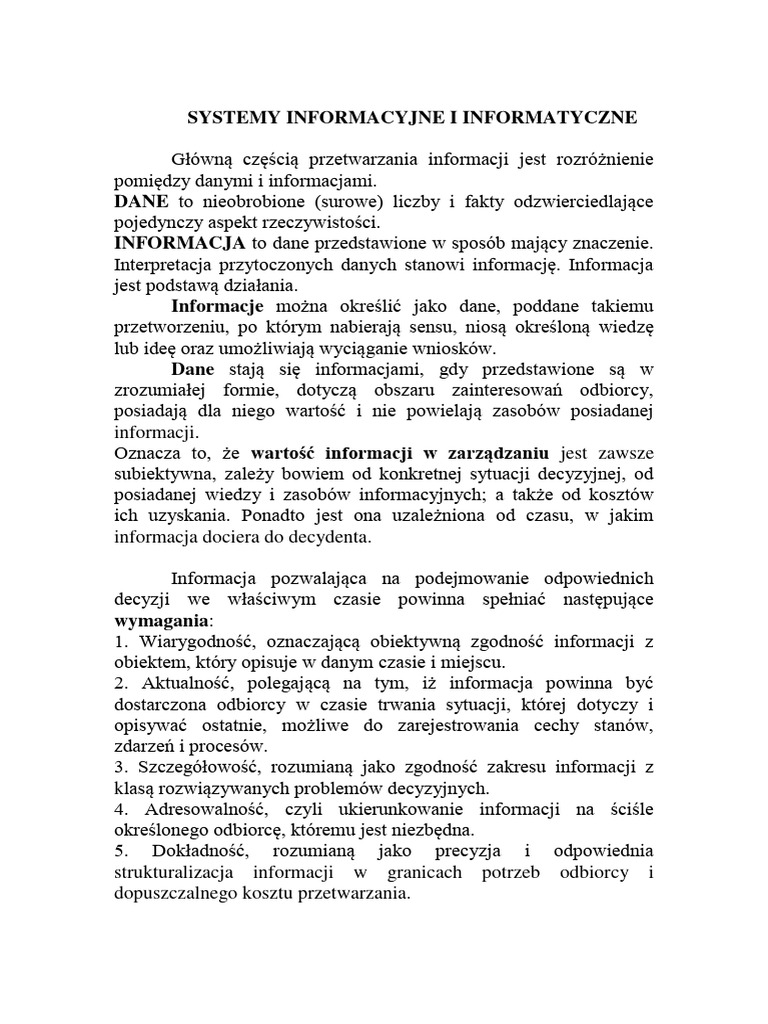 11 System Informacyjny A System Informatyczny | PDF