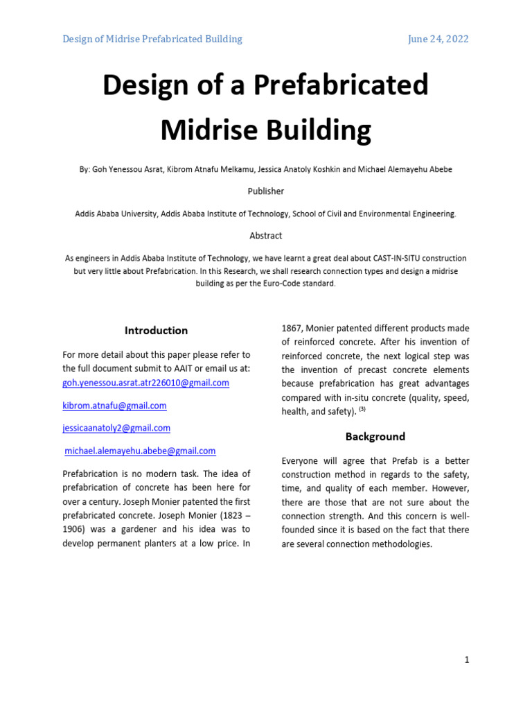 Design of a Prefab Midrise Building summary | PDF | Concrete | Precast ...