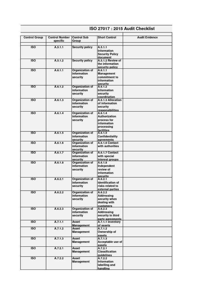 ESDS - ISO 27017 Checklist | PDF | Access Control | Regulatory Compliance