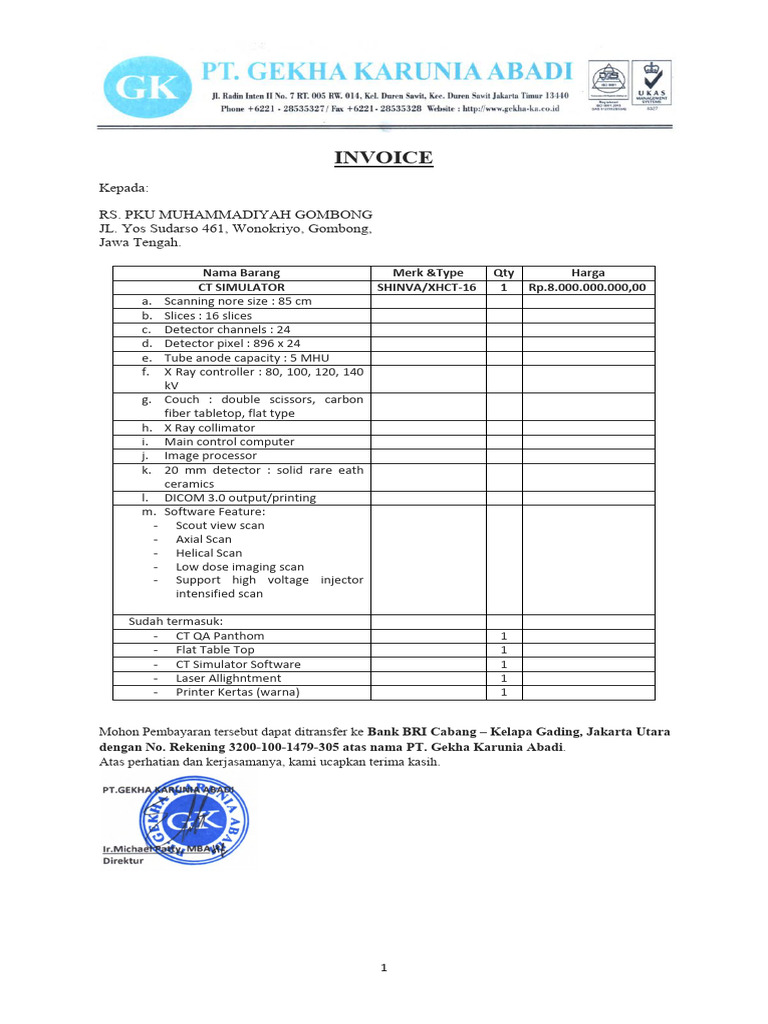Invoice Gekha Ct Simulator Baru | PDF