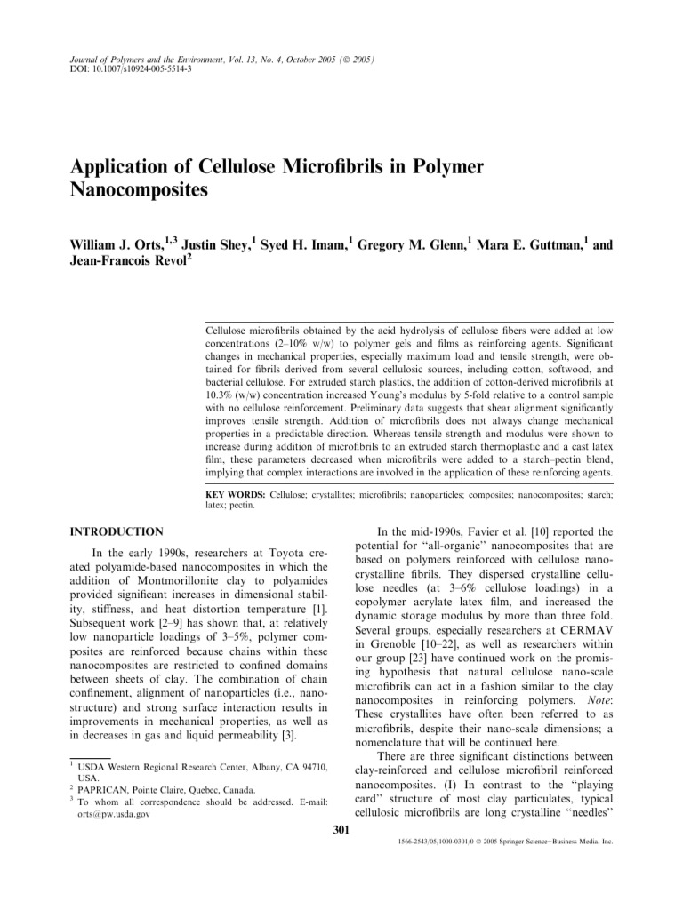 Application of Cellulose Microfibrils in Polymer Nanocomposites | PDF ...
