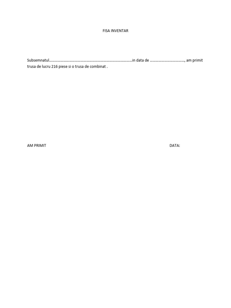 Fisa Predare Primire | PDF