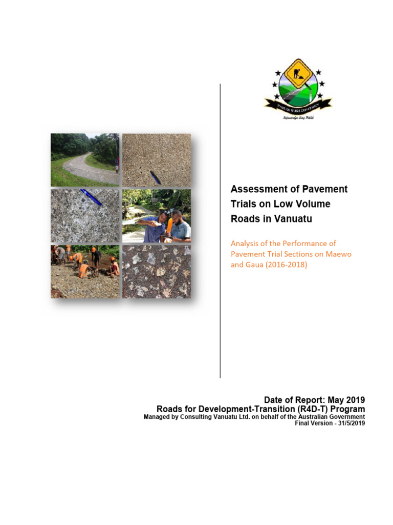 190531_Assessment of Pavement Trials on Low Volume Roads in Vanuatu_Final Version | PDF | Road ...