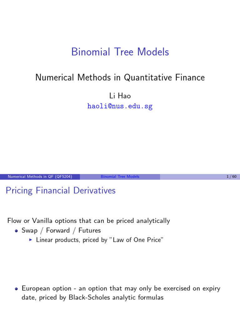 Binomial | PDF | Option (Finance) | Black–Scholes Model