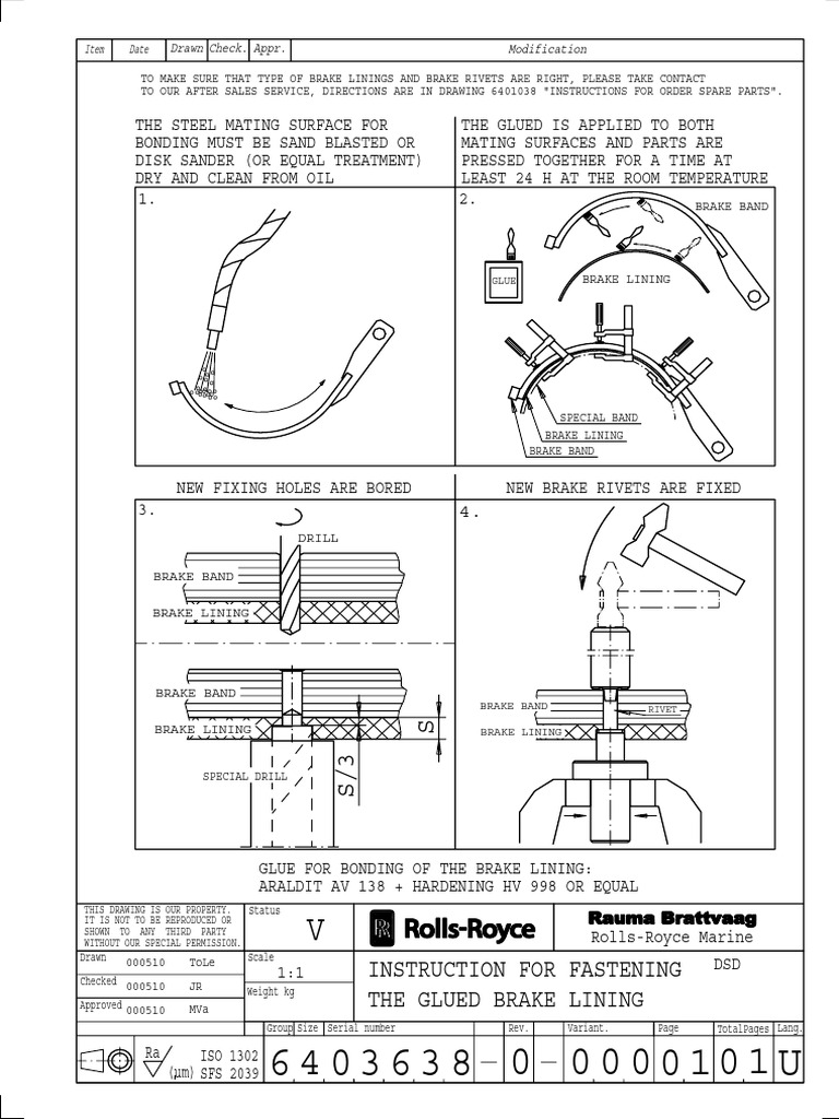 The Glued Brake Lining Instruction For Fastening: Rivet | PDF ...