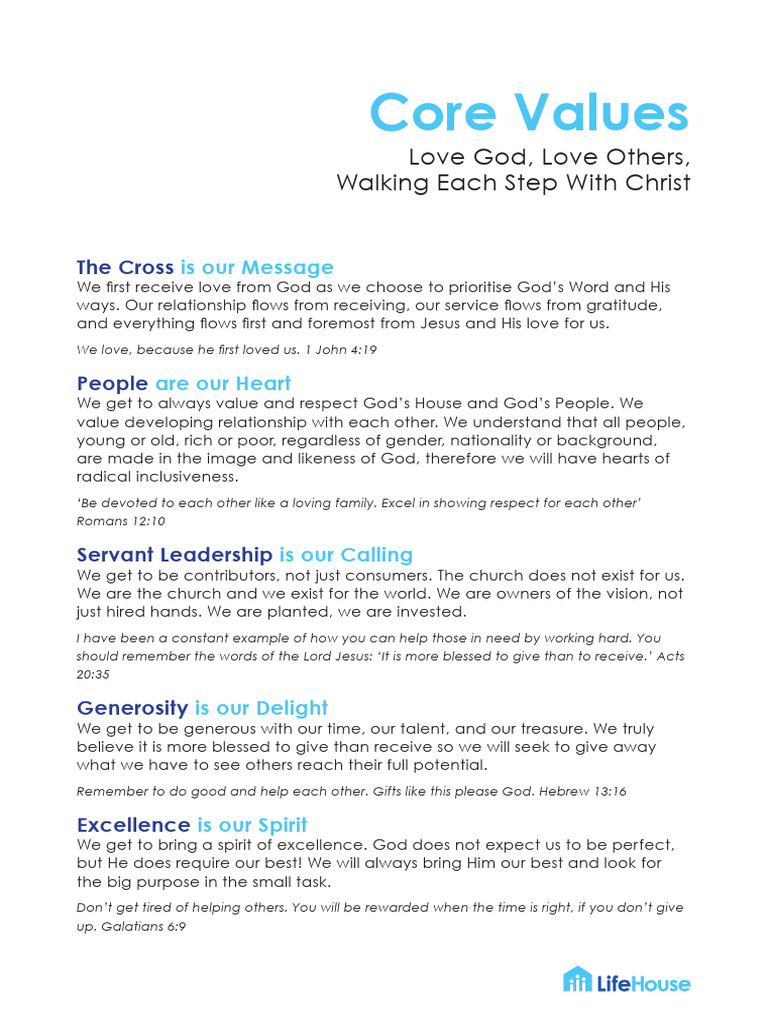 Core Values | PDF | Love | God