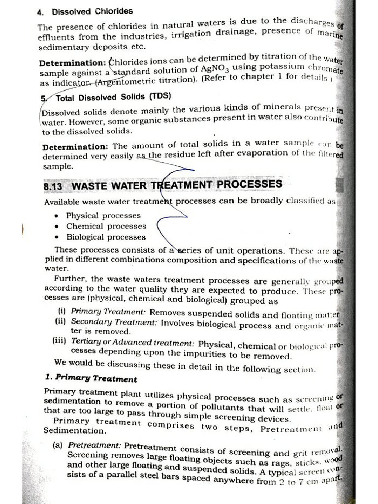 Waste Water Treatment Processes (Notes) | PDF