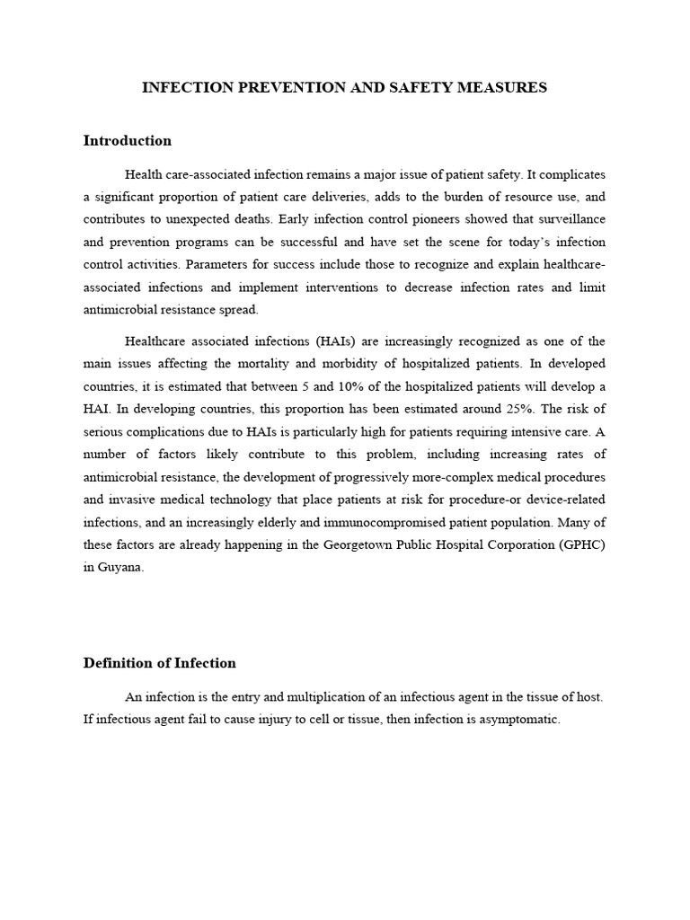 INFECTION PREVENTION AND SAFETY MEASURES | PDF | Infection | Safety