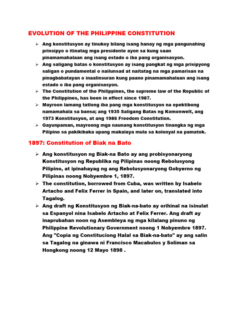 Evolution of The Philippine Constitution | PDF