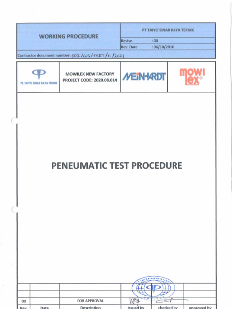 002-WS-TSRT Pneumatics Test Procedure | PDF