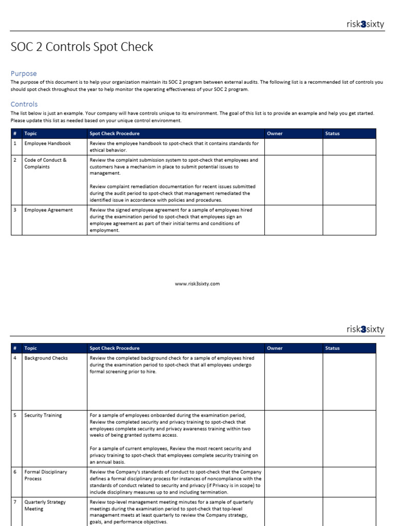 SOC+2+Controls+Spot+Check | PDF | Security | Computer Security