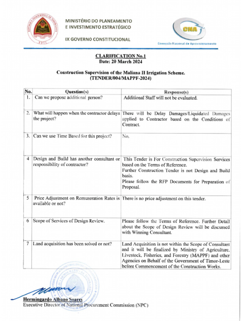 Clarification No.1 Sing 2024 | PDF