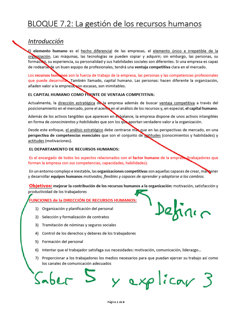 BLOQUE 7.2. AÃ REA DE RECURSOS HUMANOS - Annotated | PDF | Gestión de recursos humanos | Business