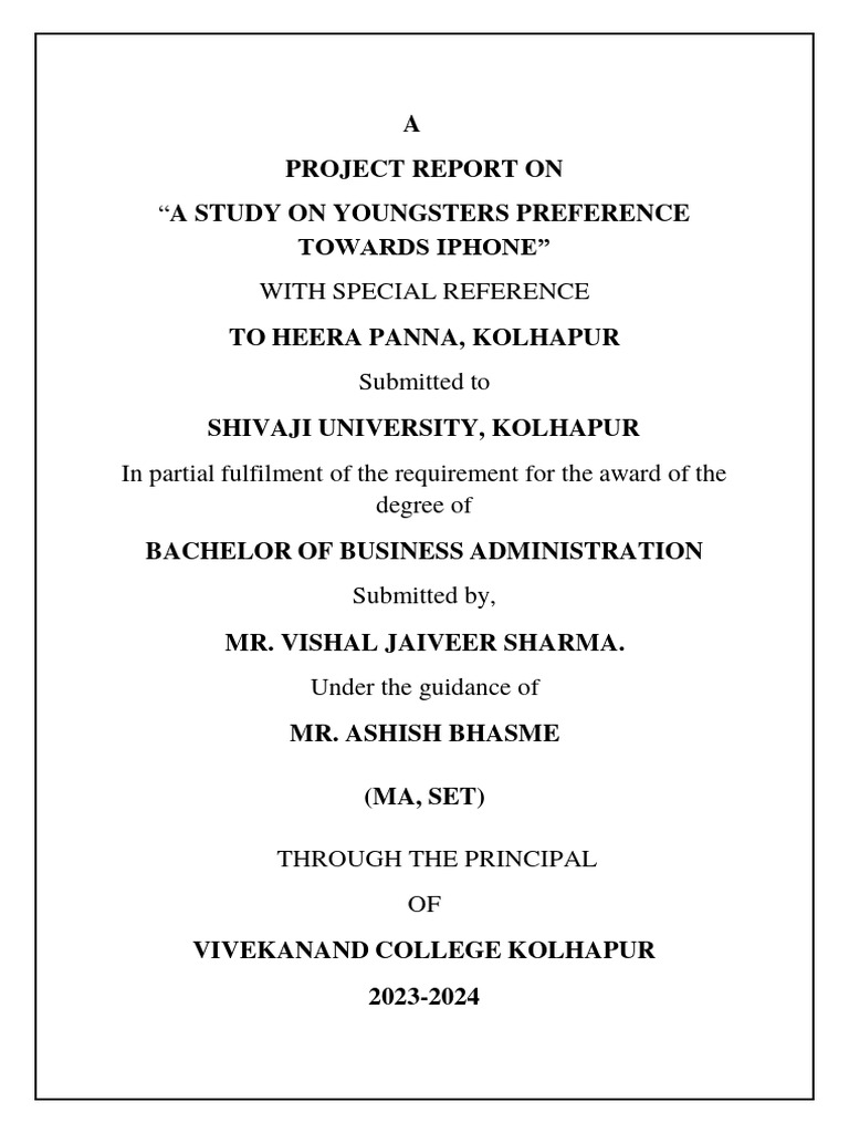 Vishal Project | Download Free PDF | Consumer Behaviour | Market Segmentation