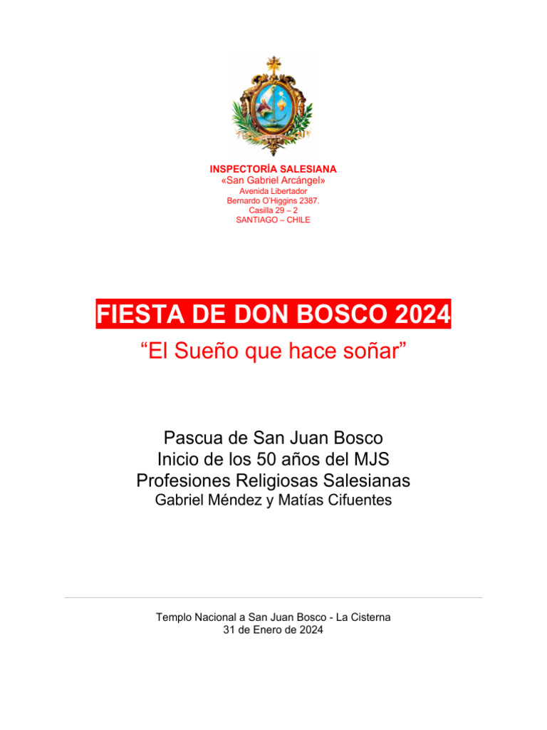 Guión Fiesta de Don Bosco 2024 | PDF | eucaristía | Oración