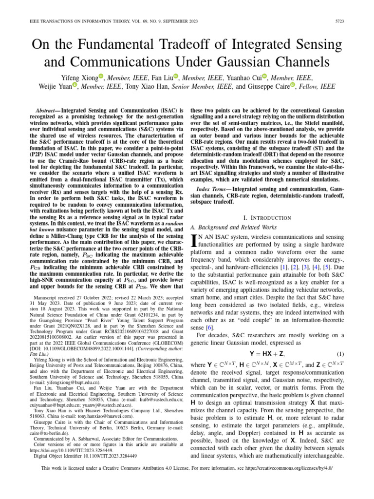 On The Fundamental Tradeoff of Integrated Sensing and Communications Under Gaussian Channels ...