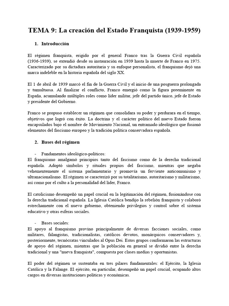 El Estado Franquista: 1939-1959 | PDF | España franquista | Francisco franco