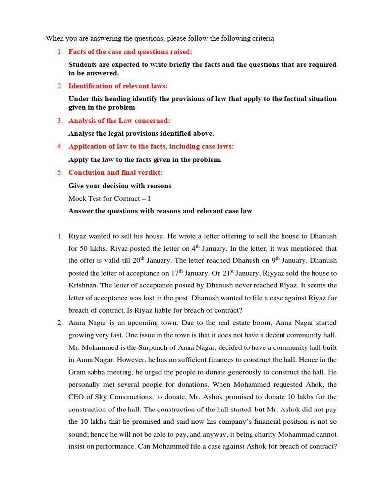 Mock Test For Contract | PDF