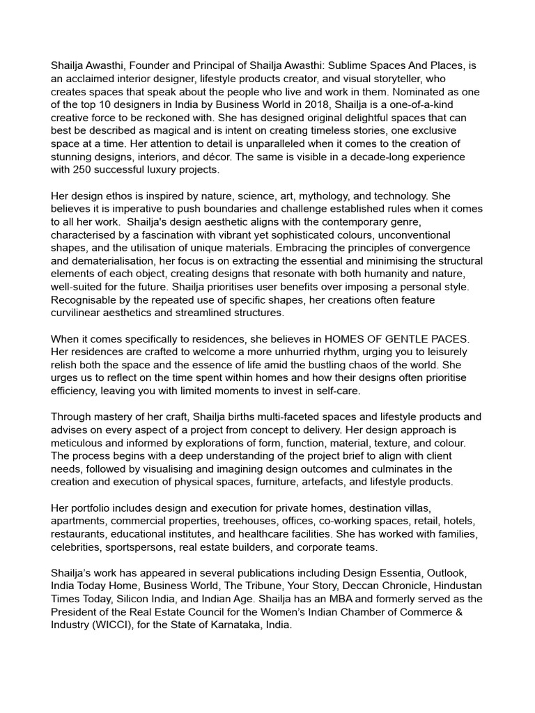 About Shailja Awasthi and Her Deisgn Philosophy | PDF | Art