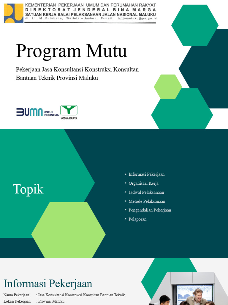 Laporan Program Mutu Pekerjaan Jasa Konsultansi Konstruksi Konsultan Bantuan Teknik Maluku. | PDF