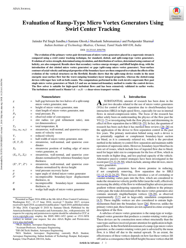 Sandhu - 2018 - Evaluation of Ramp Type Micro Vortex Generators Using ...