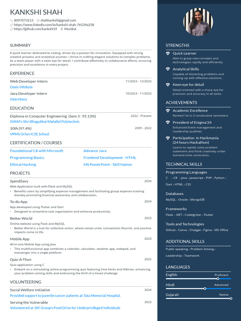 Kankshi Shah Resume | Download Free PDF | Web Application | Mobile App
