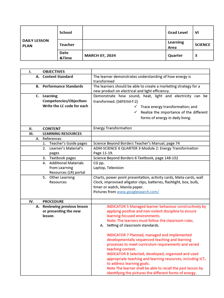 Daily Lesson Plan Demo | Download Free PDF | Learning | Teachers